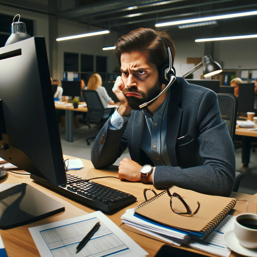 2024-01-12 12.58.39 - A disgruntled telemarketer in an office setting ...